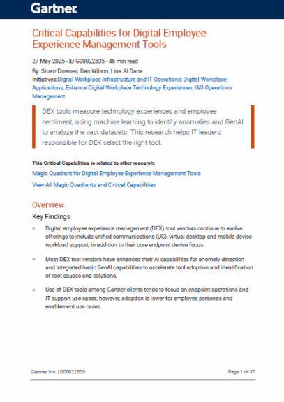 Riverbed ranked #2 in Gartner Critical Capabilities for DEX